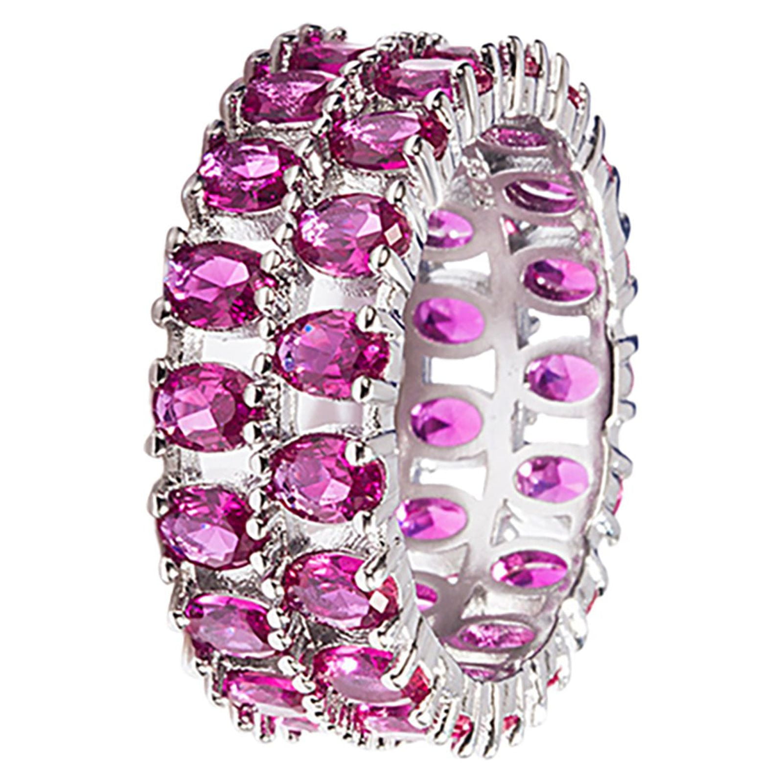 BKBP Women's Double Row Diamond Ring Women's Women's Two Diamond ...