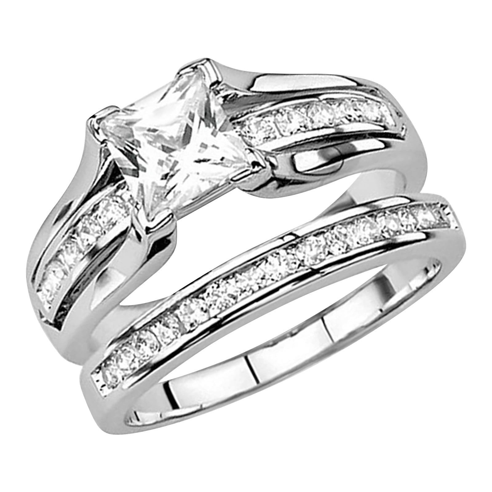 BKBP Zircon Two Piece Ring Set Zirconia Two Ring Set with Diamonds ...
