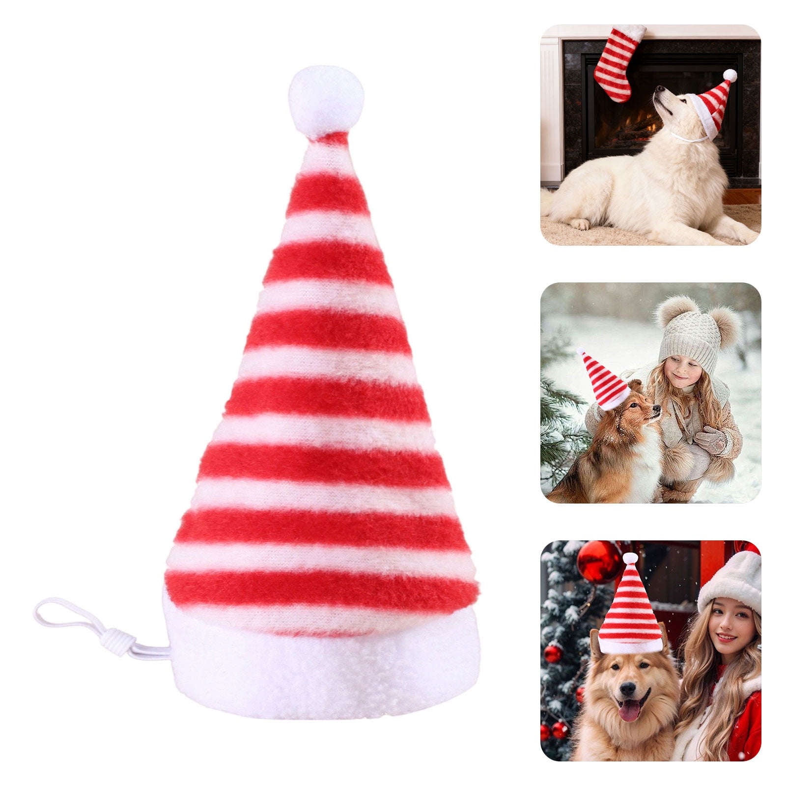 BKER 1 Pieces Dog Santa Hat PET Christmas Hat Soft Plush Cat Hat Pet ...