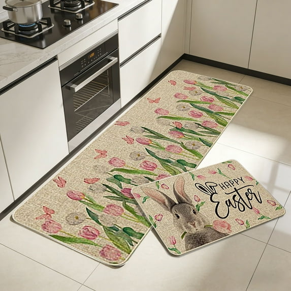 BKER 2 Pcs Easter Coir Doormat Outdoor Rug Bunny Welcome Door Mat,40cm ...