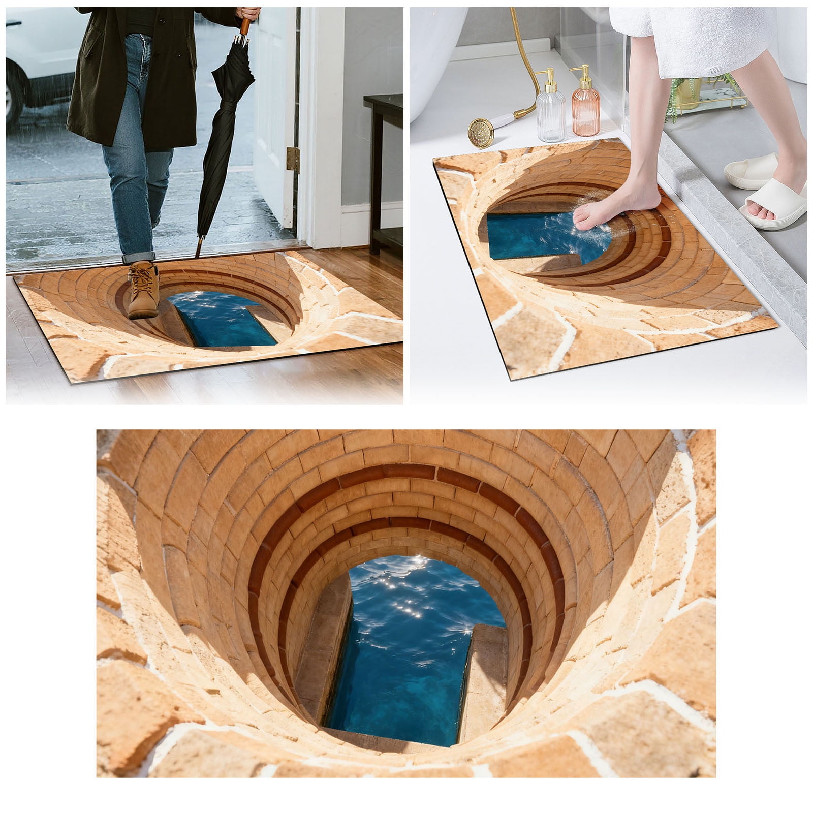 BKER 3D Optical Illusion Rug Hole, 3D Hole Rug That Looks Like a Hole in The Floor, Bottomless ...