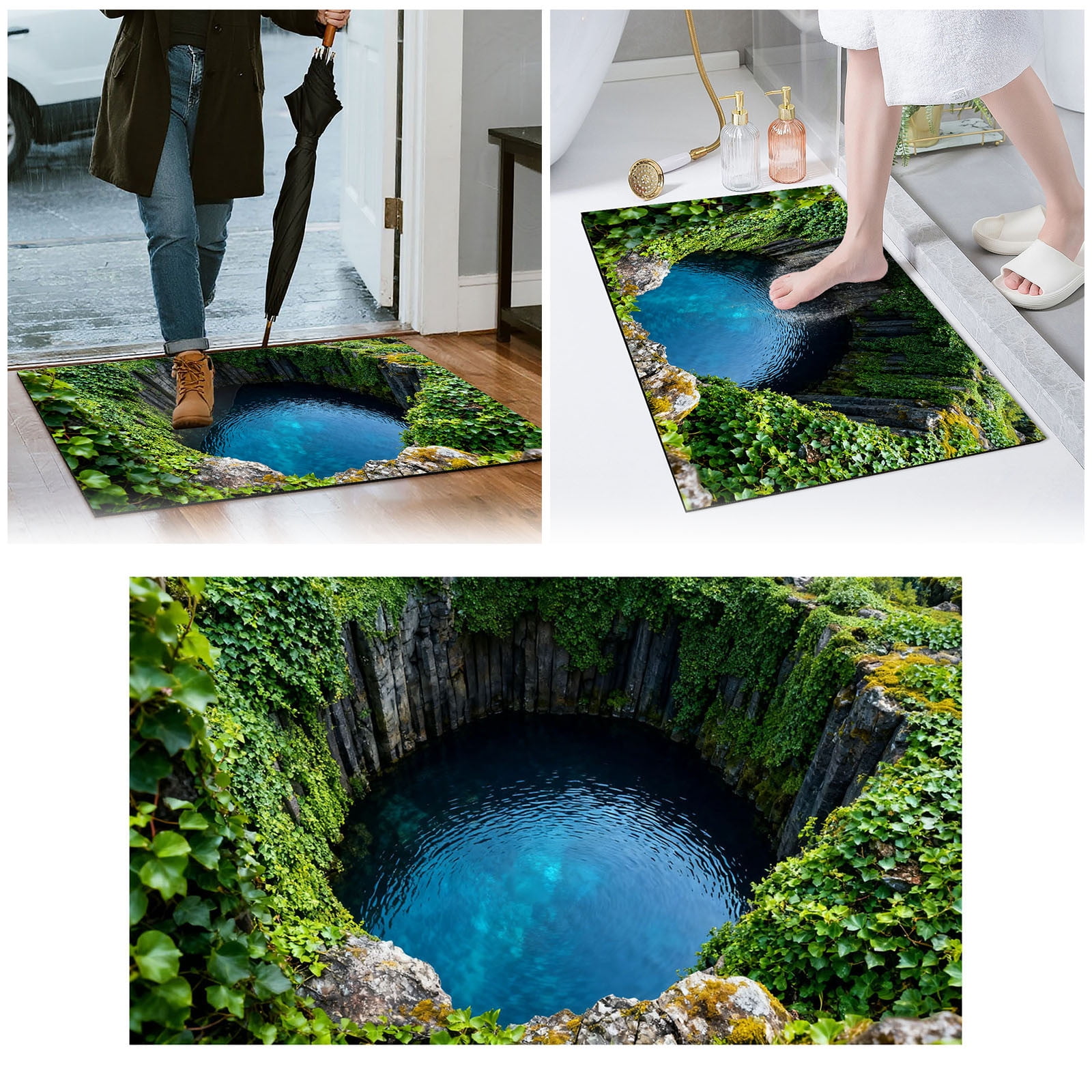 BKER 3D Optical Illusion Rug Hole, 3D Hole Rug That Looks Like a Hole in The Floor, Bottomless ...