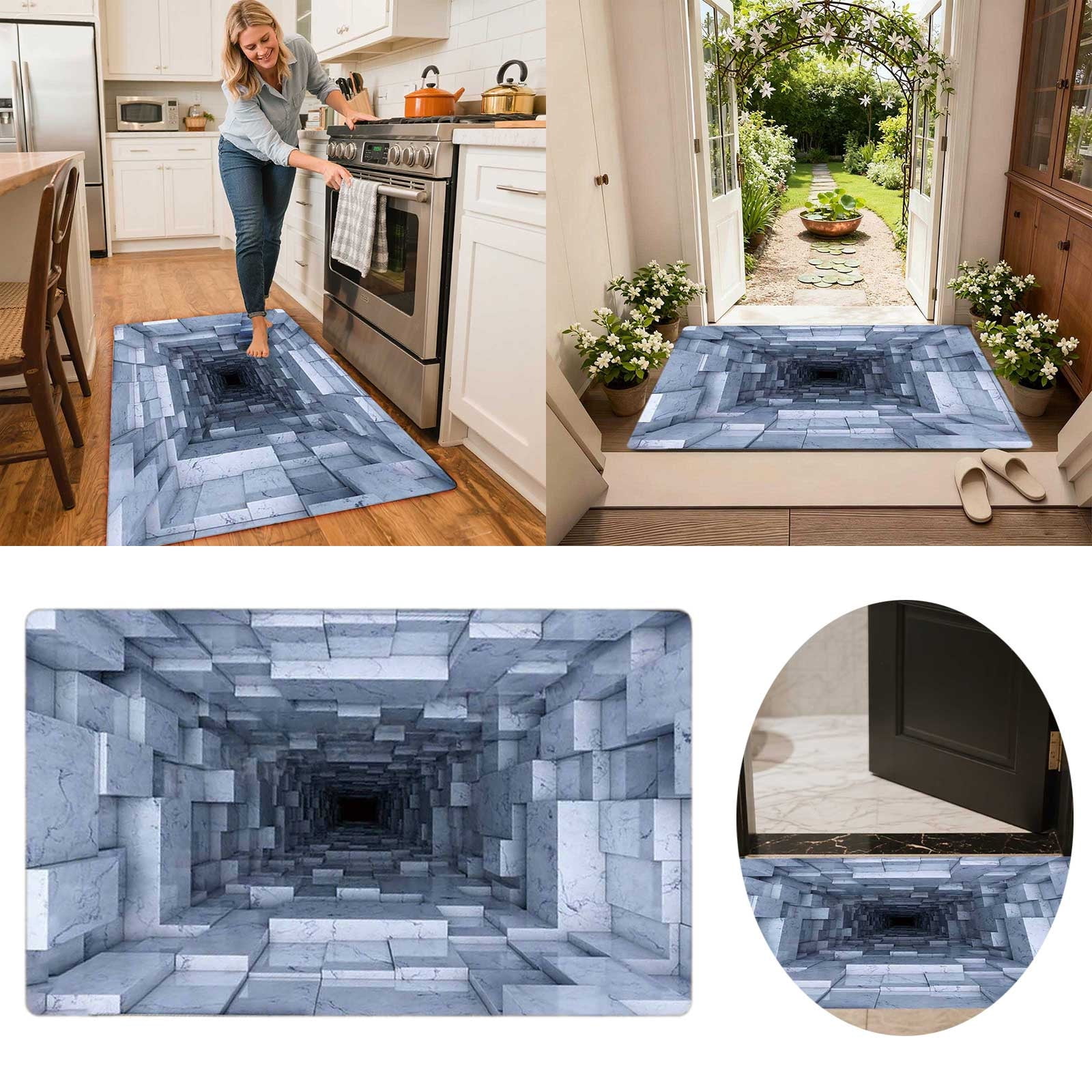 BKER 3D Visual Illusion Endless Abyss Pattern HD Printed Non-Slip ...