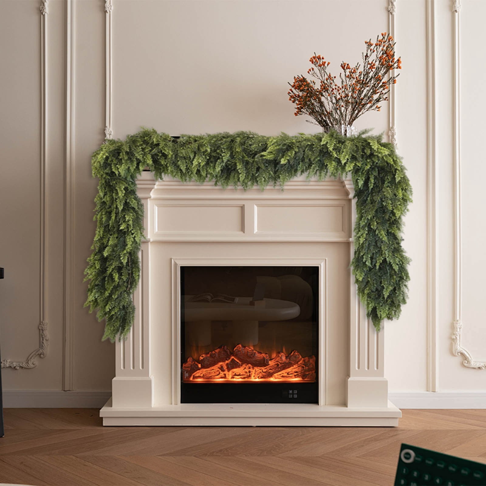 BKER Christmas Cedar Garland for Mantle,70.86" Realistic Faux Greenery ...