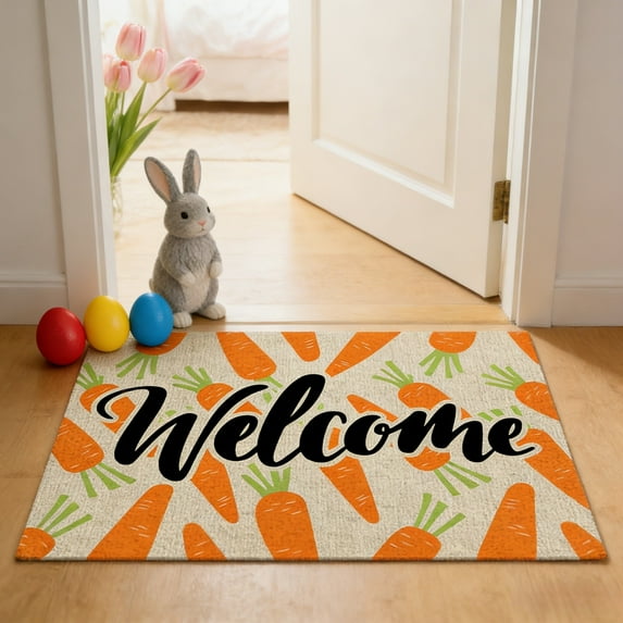 BKER Easter Buny Welcome Doormat Outdoor Entrance - 60x90cm Happy ...