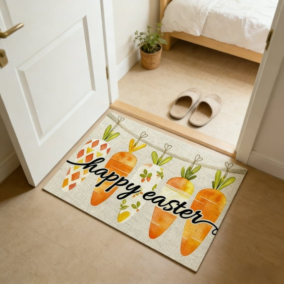 BKER Easter Buny Welcome Doormat Outdoor Entrance - 60x90cm Happy ...
