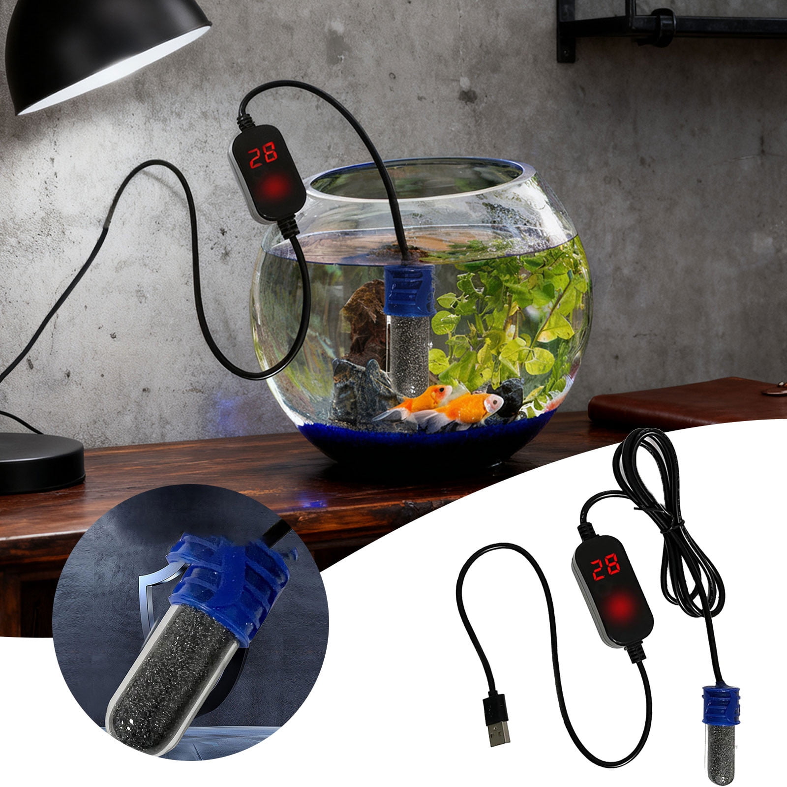 BKER Mini USB Aquarium Heater Submersible Turtle Frog Tank Thermostatic ...