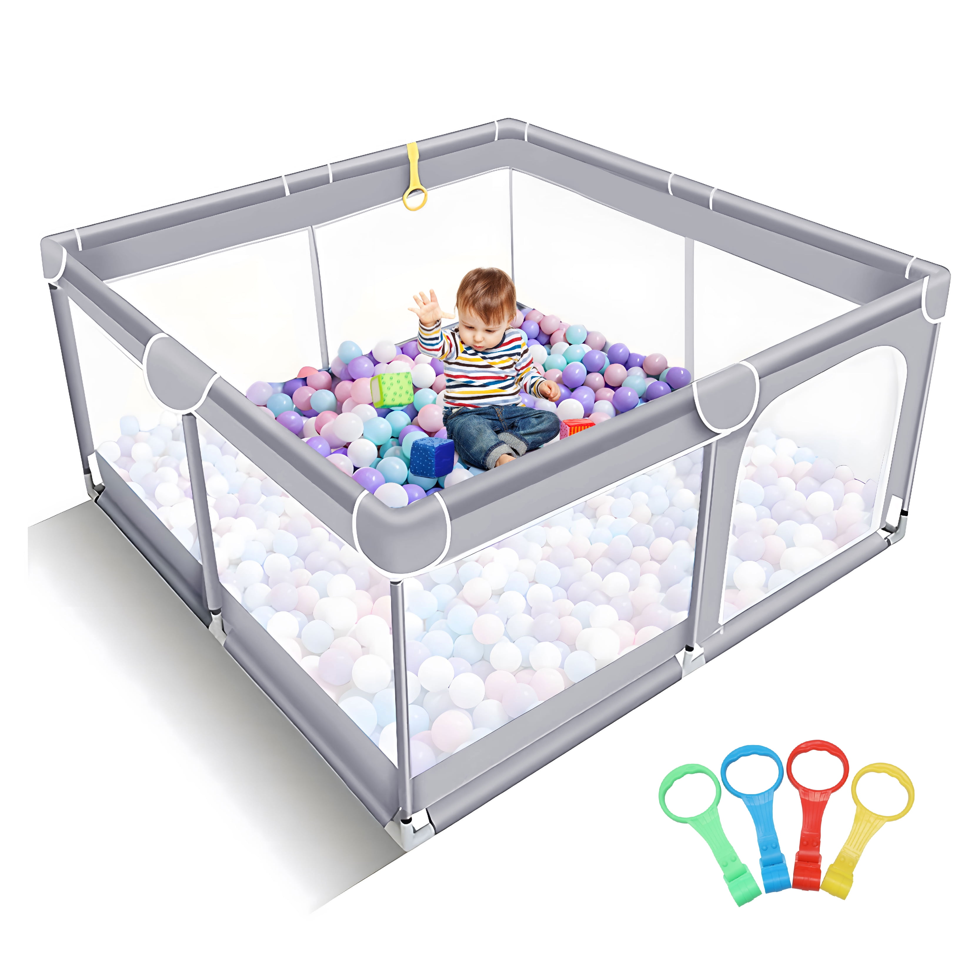 BKIRNP Large Baby Playpen with Mat,Portable Baby Playard,52x52x24.8 ...