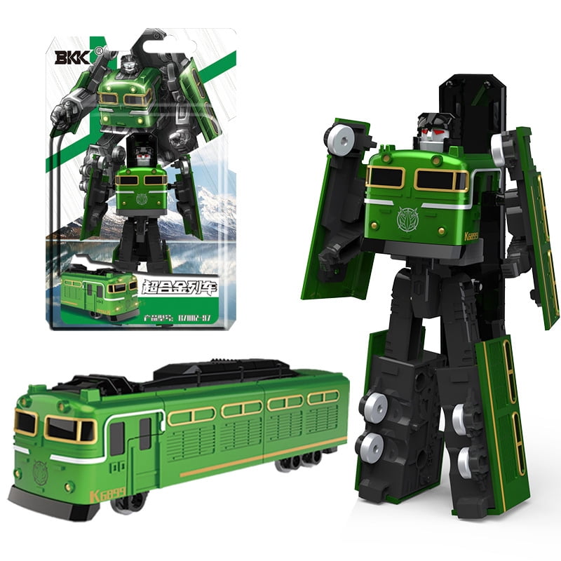 BKK Alloy Deformation Robot Train Engineering Vehicle Dinosaur Green ...