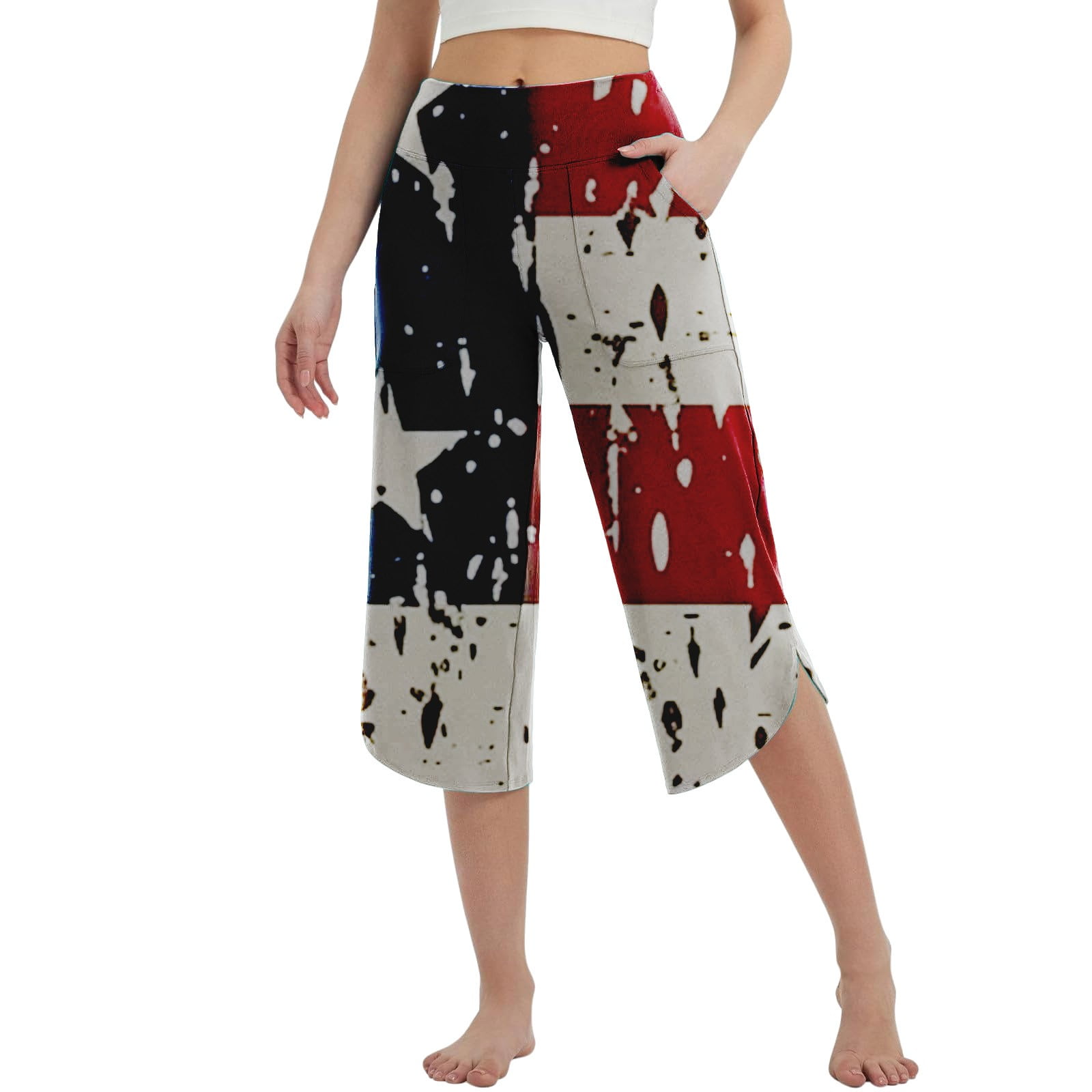 BKQCNKM American Flag Pants, Capri Pants for Women, Sweatpants Women ...