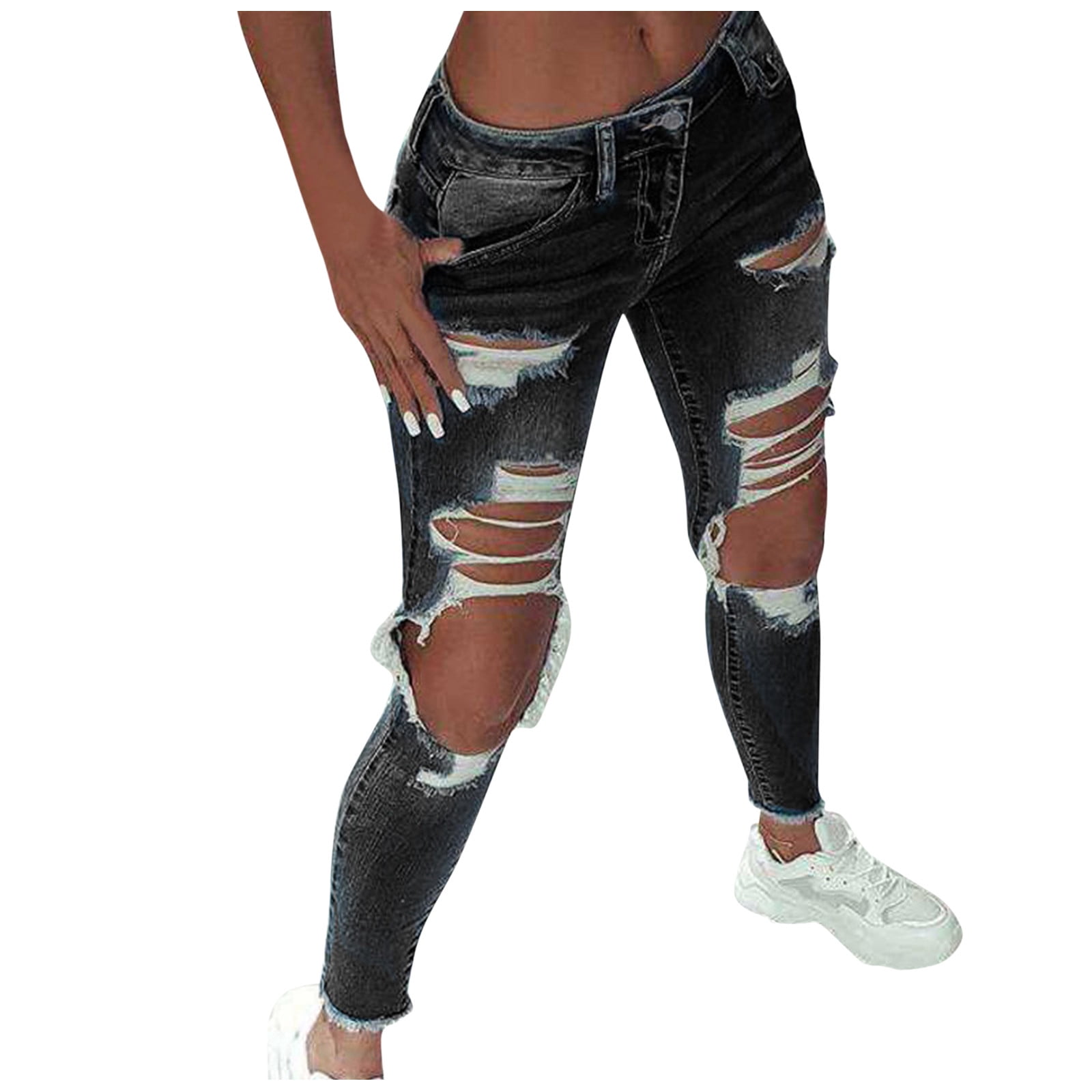 BKQCNKM Boyfriend Jeans for Women, Ripped Jeans Womens, Y2k Jeans ...