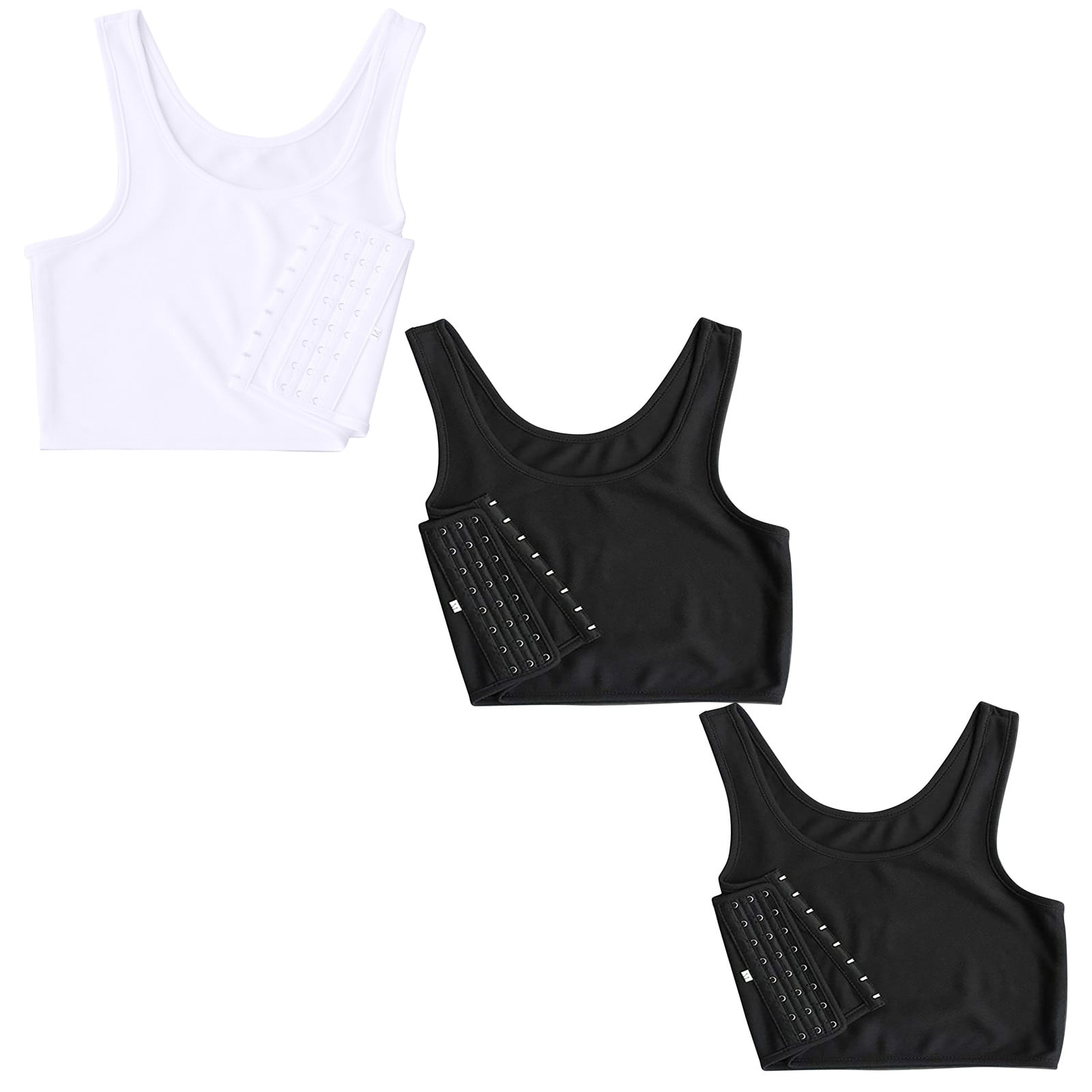 BKQCNKM Chest Binder, Compression Bra, Cotton Bras (3pc),Gray 2 L ...