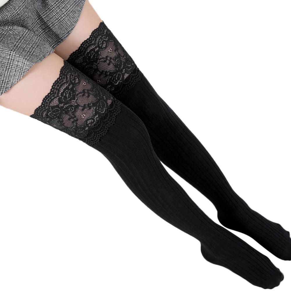 BKQCNKM Compression Socks for Women Knee High Socks for Women Lace Trim ...