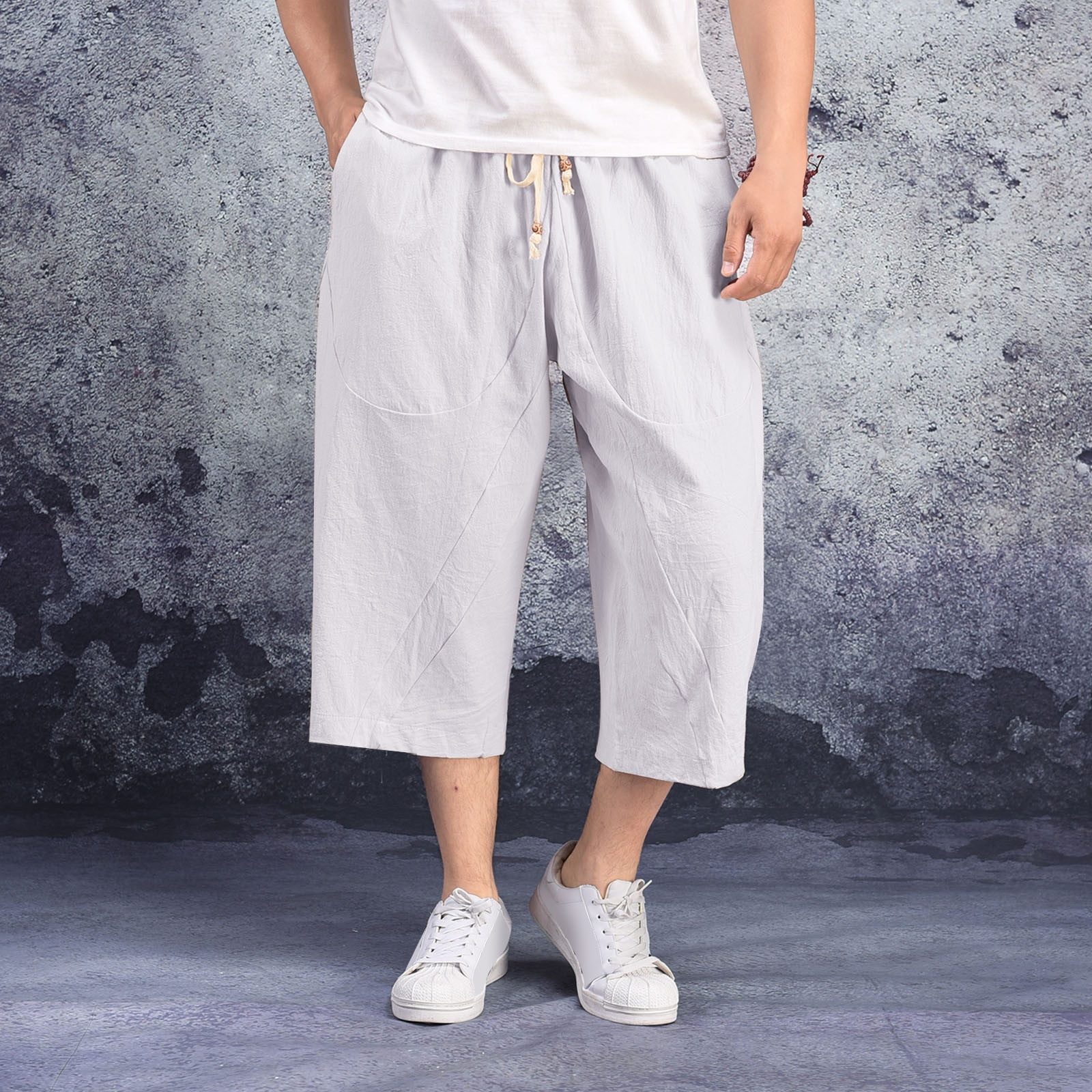 BKQCNKM Mens Shorts Men'S Pants Men Baggy Wide Leg Pants Hanging Crotch ...