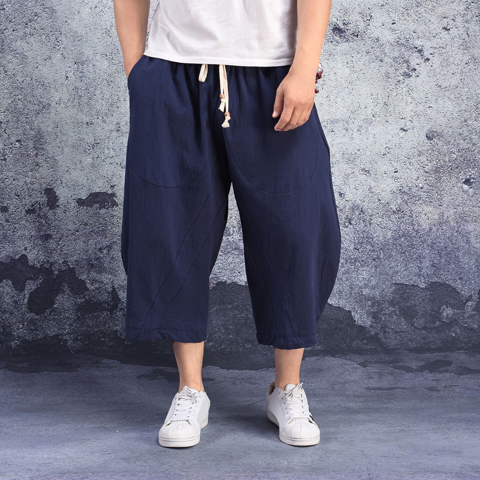 BKQCNKM Mens Shorts Men'S Pants Men Baggy Wide Leg Pants Hanging Crotch ...