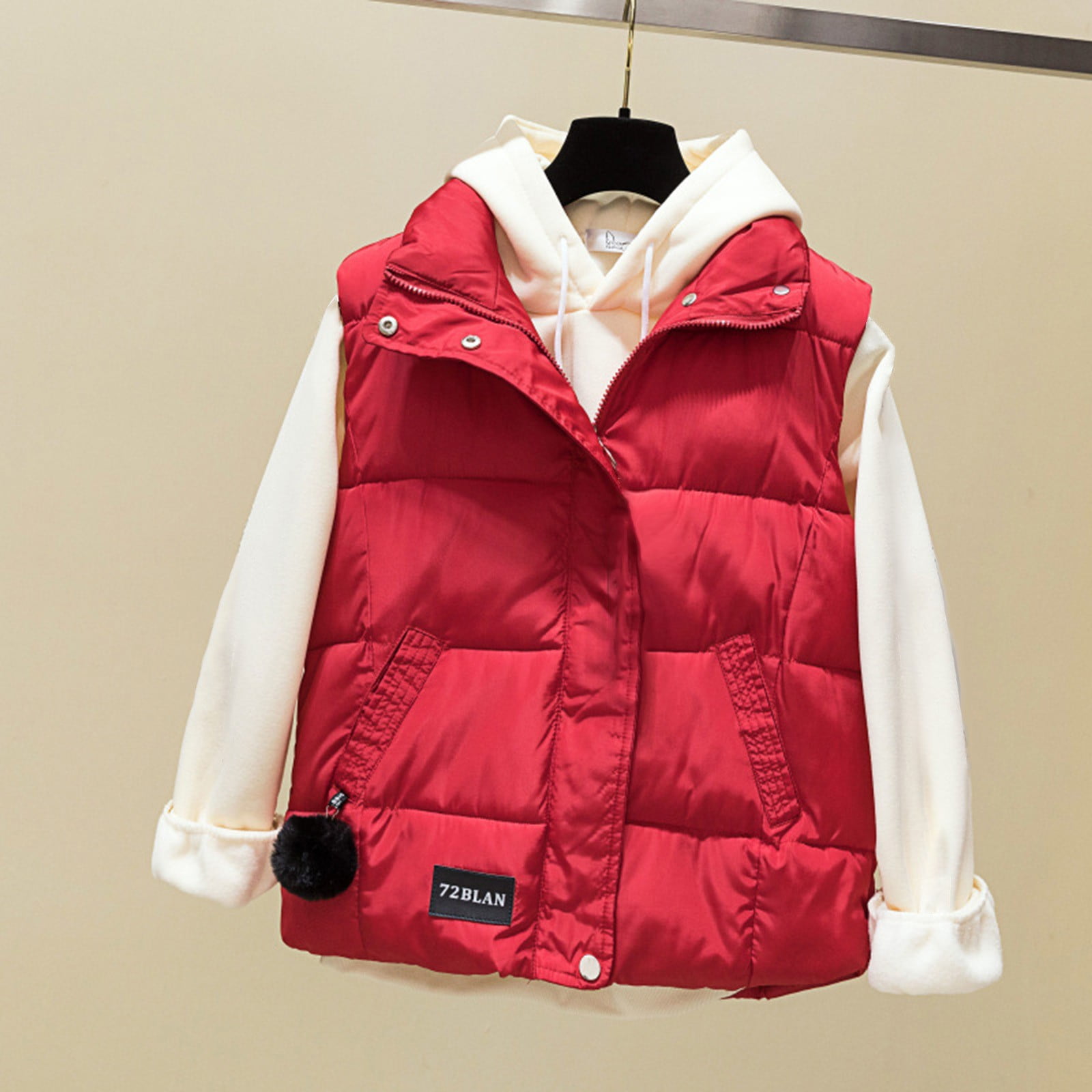 BKQCNKM Puffer Vest Women Vests for Women 2024 Winter Cotton Vest Women ...