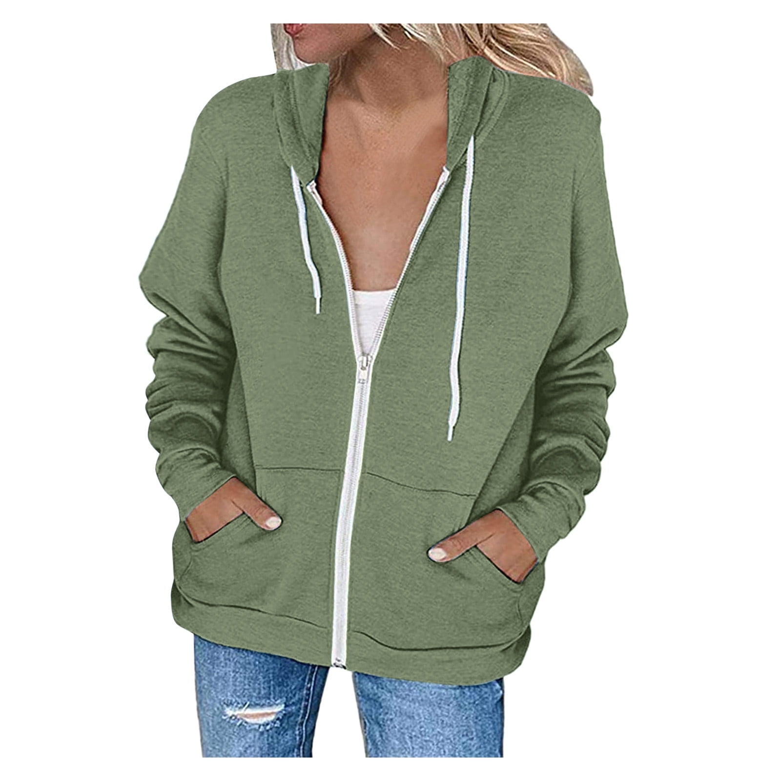BKQCNKM Zip Up Hoodie Women, Workout Jackets for Woman, Zip Up Jackets ...
