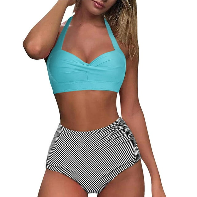 Bkqcnkm Womens Swimsuits Swim Suits For Women 2024 Vintage Swimsuit Two