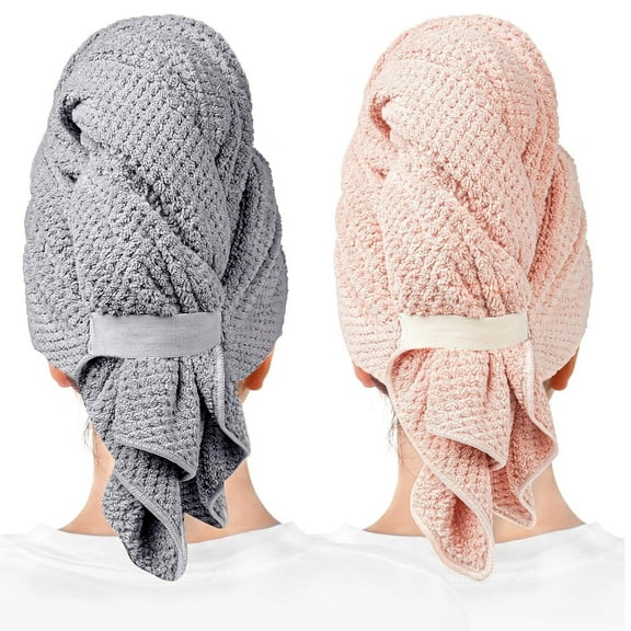 2 Packs Large Microfiber Hair Towels for Women, Super Absorbent & Quick ...
