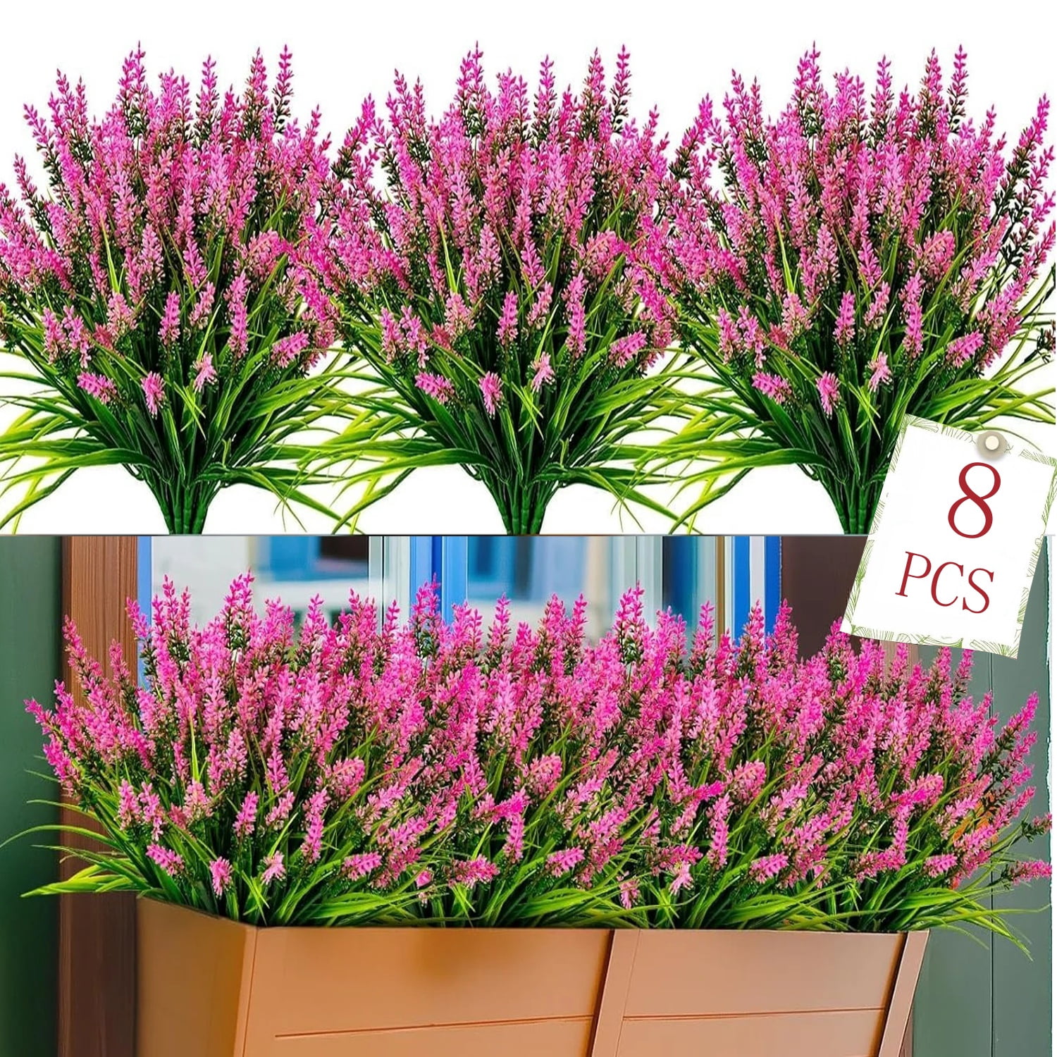 BKSDUEH 8 Bundles Artificial Flowers for Outdoors, Fake Lavender ...