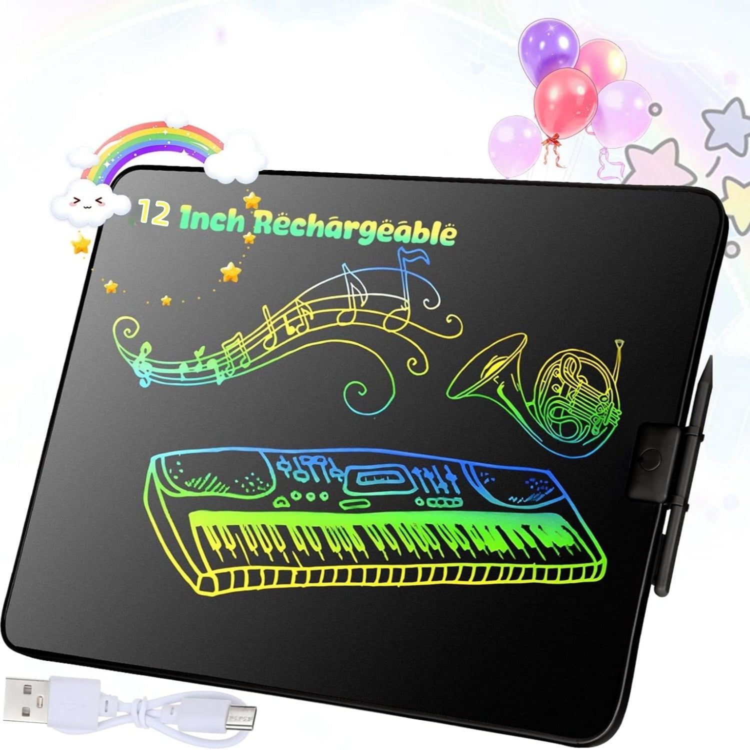 BKSDUEH LCD Writing Tablet for Kids, 12 Inch Rechargeable Toddler ...