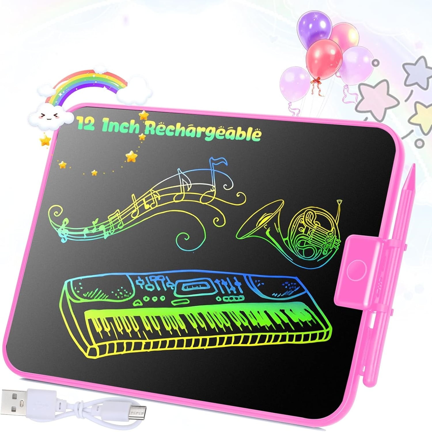 BKSDUEH LCD Writing Tablet for Kids, 12 Inch Rechargeable Toddler ...