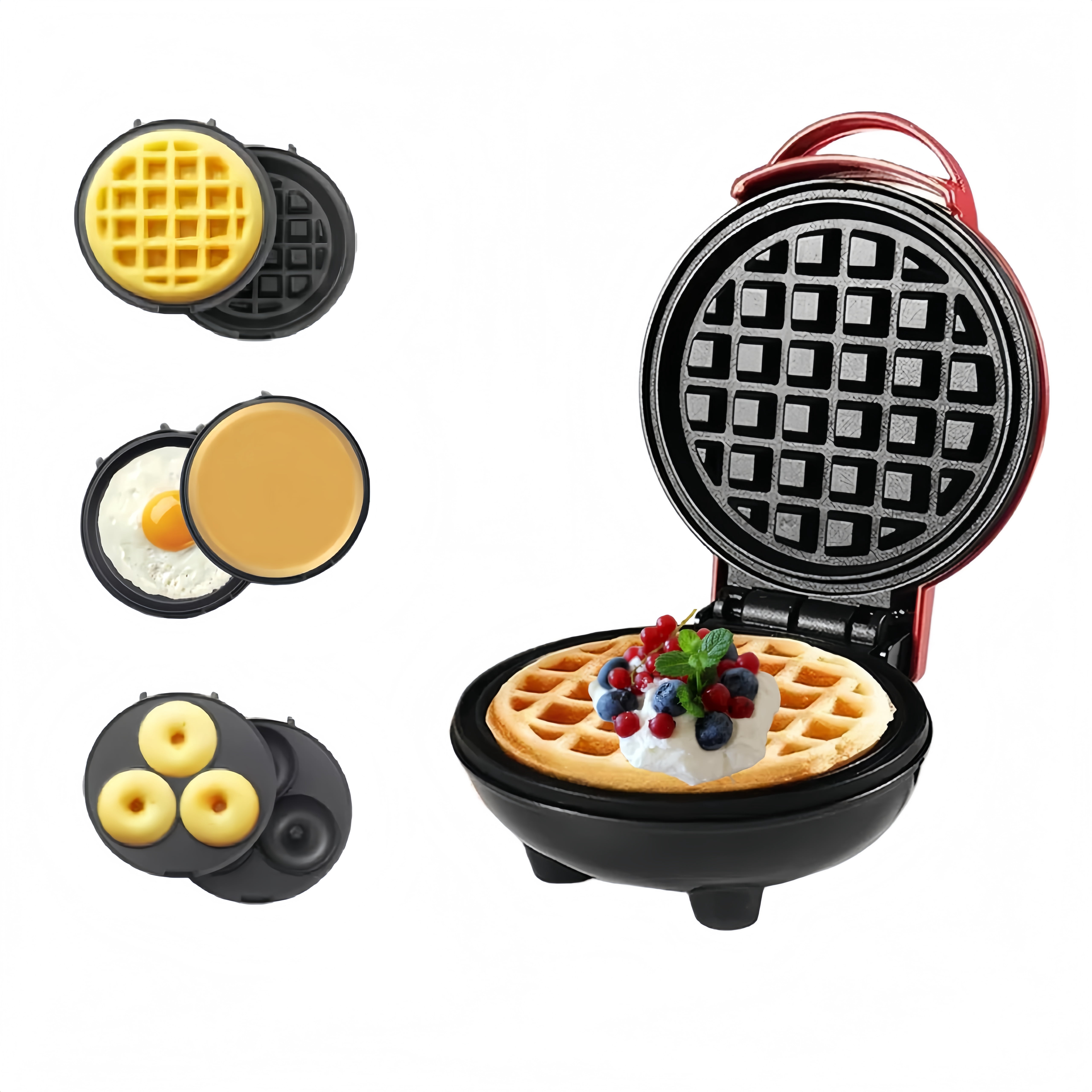 BKSDUEH Mini Waffle Maker, Heart Shape Design Waffle Iron, Portable ...