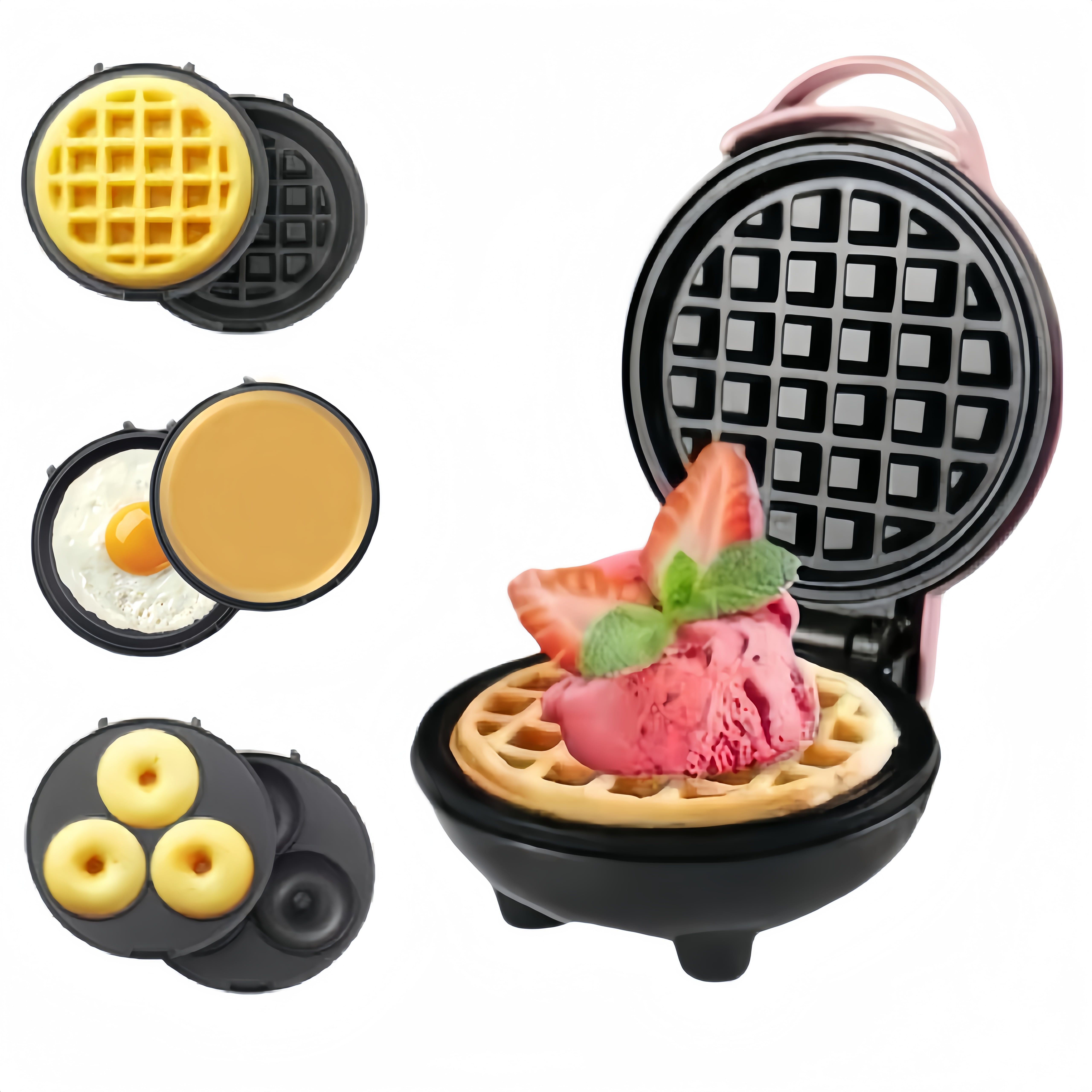 BKSDUEH Mini Waffle Maker, Heart Shape Design Waffle Iron, Portable ...