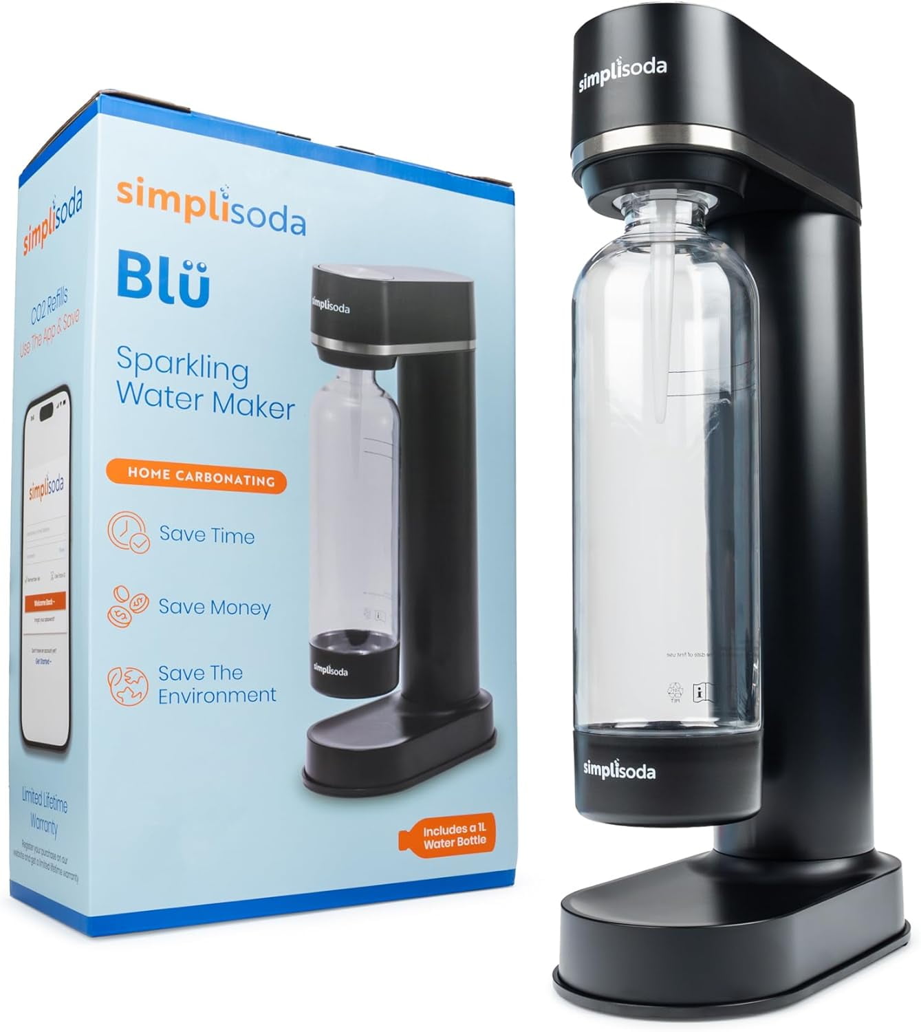 BLÜ Sparkling Water Maker, Premium Soda Streaming Machine, Carbonated Water Machine and Soda ...