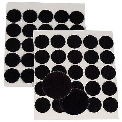 BLACK~25 Hooks & 25 Loops Fasteners Dots Sticky Self Adhesive For ...