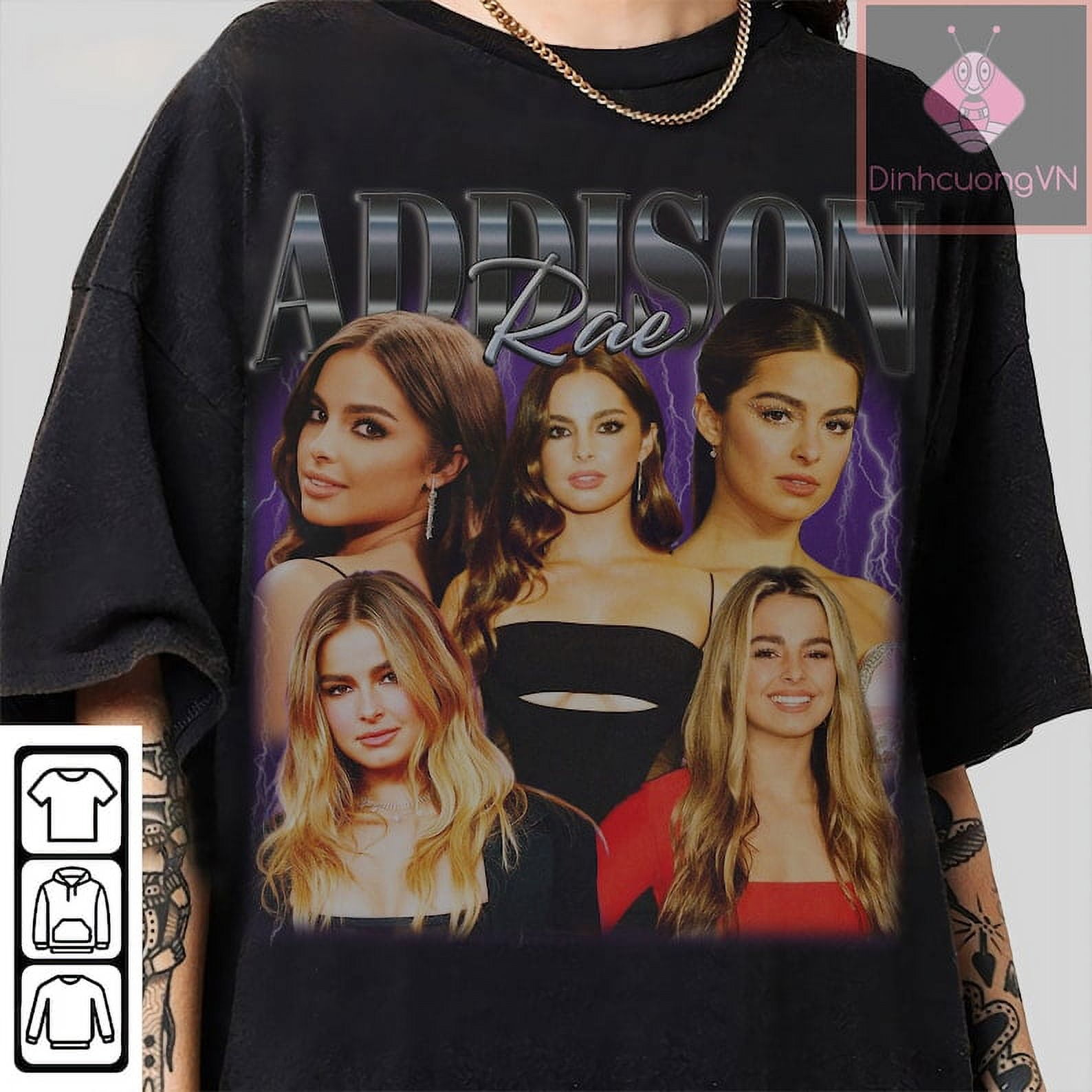 [BLACK] ADDISON RAE Vintage Shirt, 90s Hip-hop Style Addison Rae Shirt ...