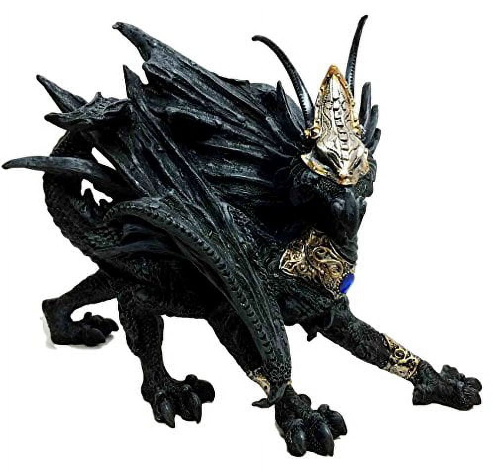 BLACK ARMORED DRAGON BATTLE STANCE AIR STRIKE UNIT STATUE SCULPTURE ...