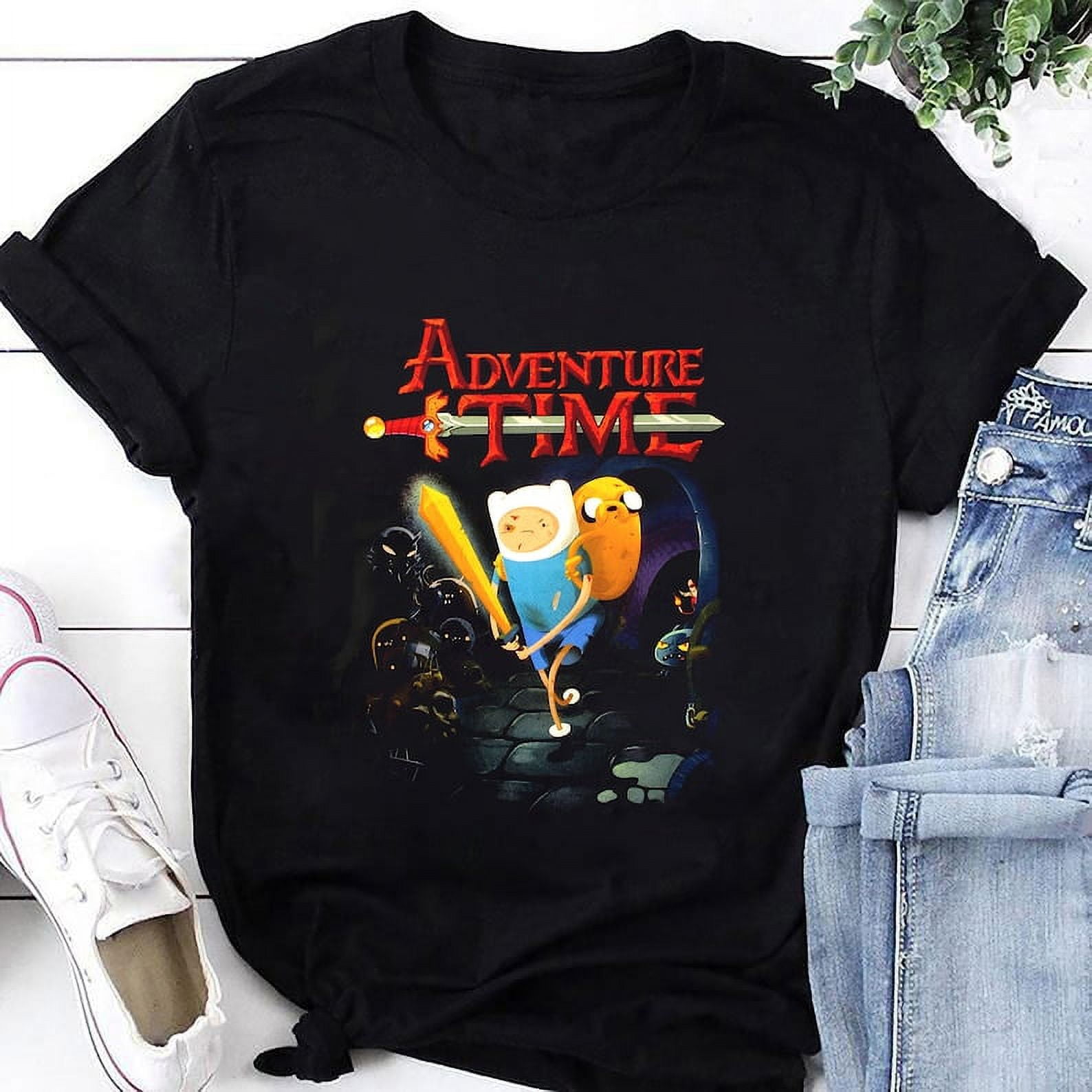 [BLACK] Adventure Time Finn And Jake In Battle T-Shirt, Adventure Time ...