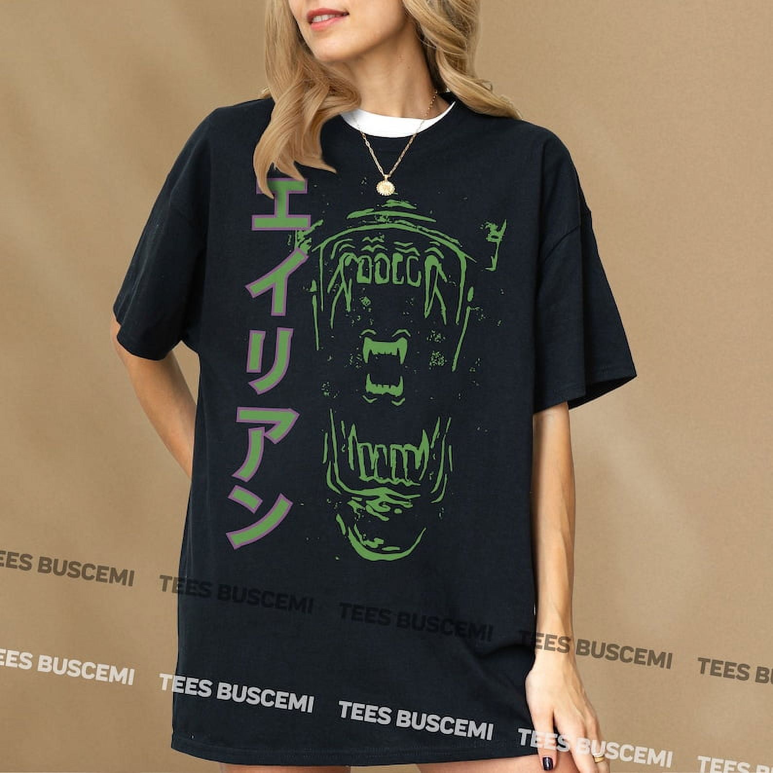 [BLACK] Alien Xenomorph Graphic T-Shirt, Reto Sci-Fi Movie Tee Shirt ...