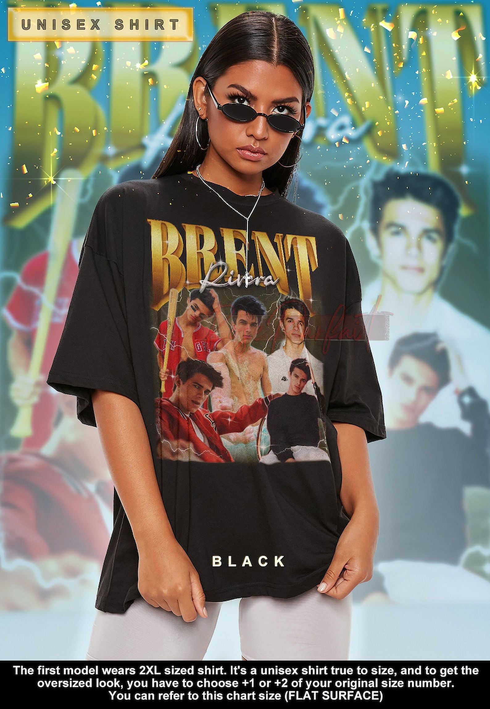 [BLACK] BRENT RIVERA Retro T-shirt - Walmart.com