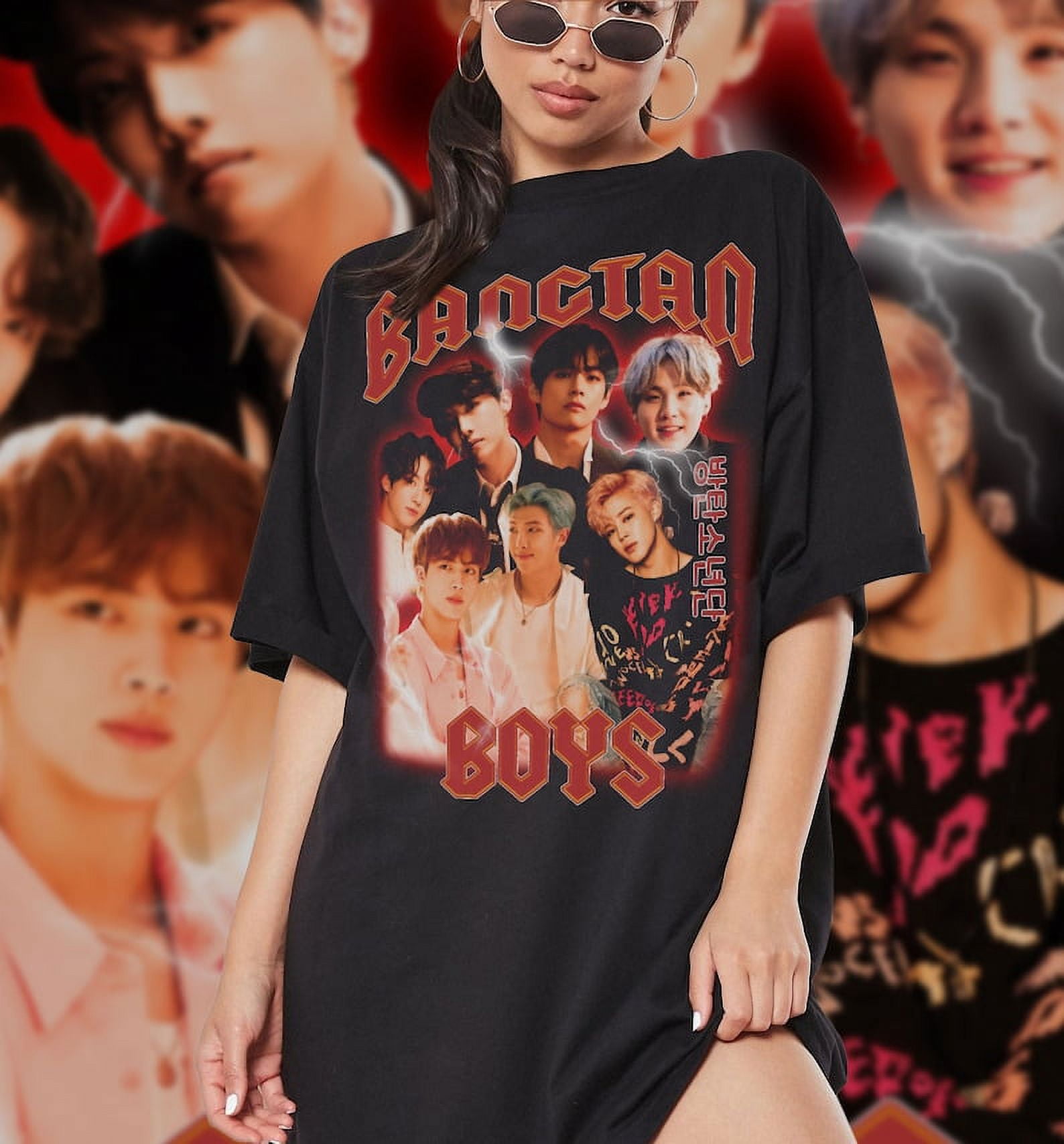 [BLACK] BTS Kpop Shirt - Walmart.com