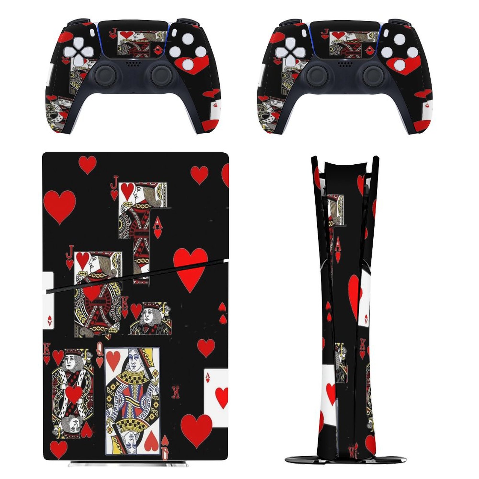 BLACK COLOR CASINO SUITES HEARTS PATTERNS PS5/PS5 Pro/PS5 Slim Digital ...