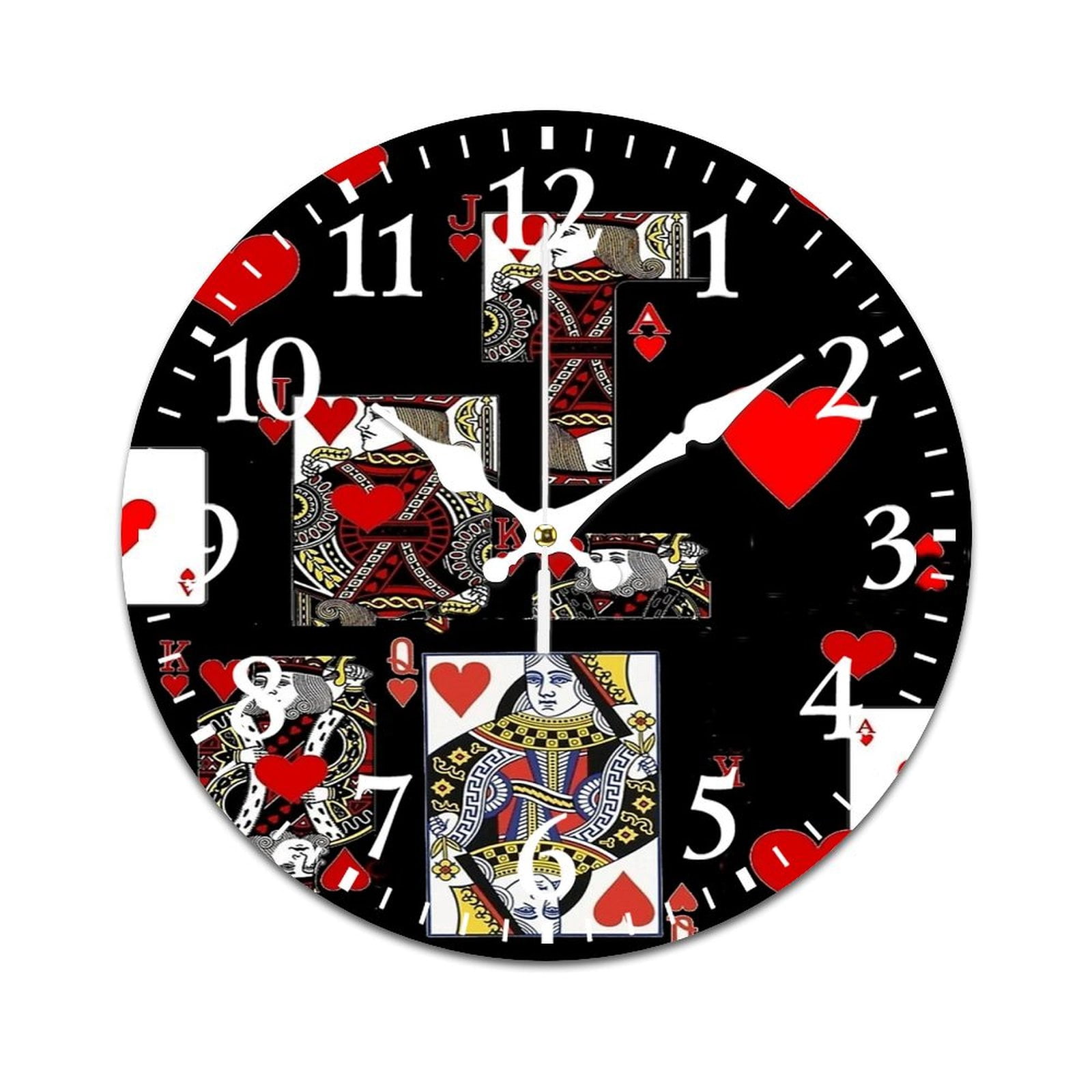 BLACK COLOR CASINO SUITES HEARTS PATTERNS Wall Clock Modern Design ...