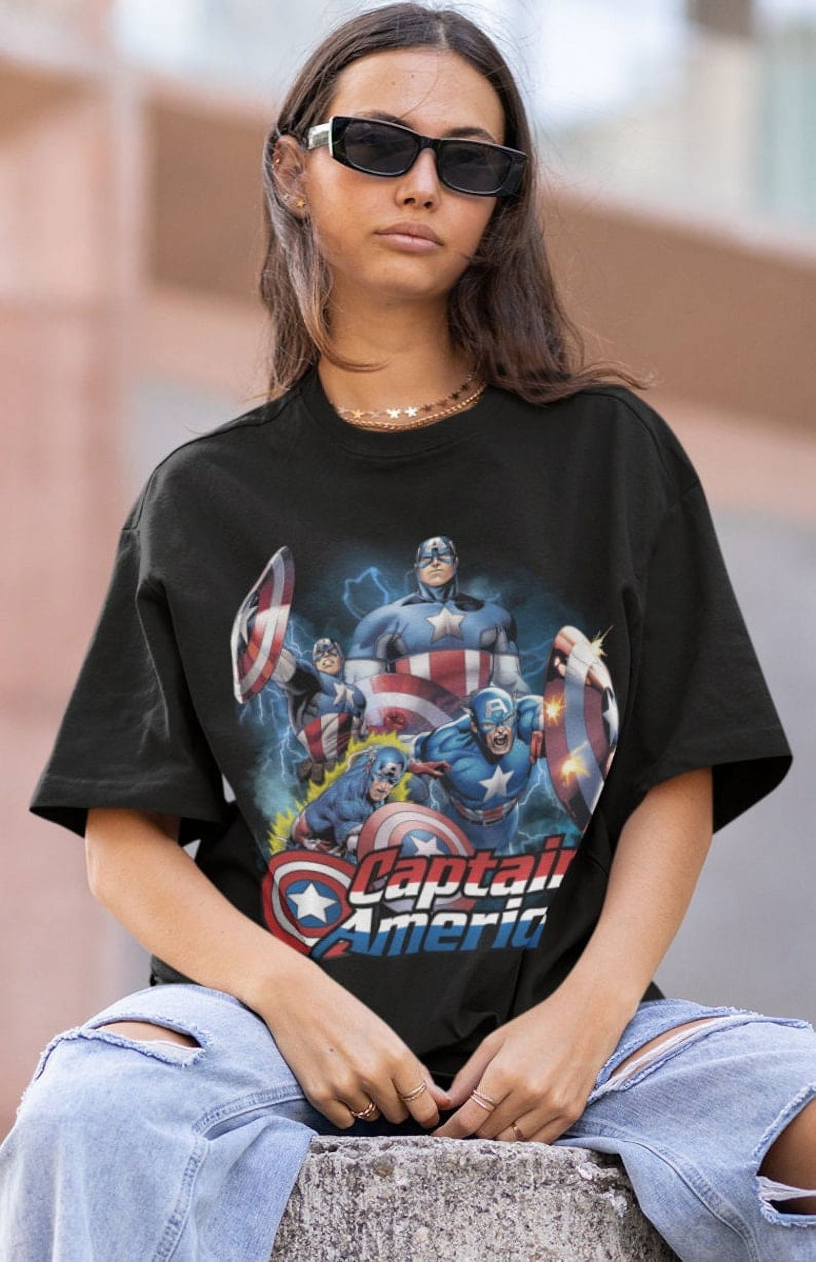 [BLACK] Captain America Tshirt - Walmart.com