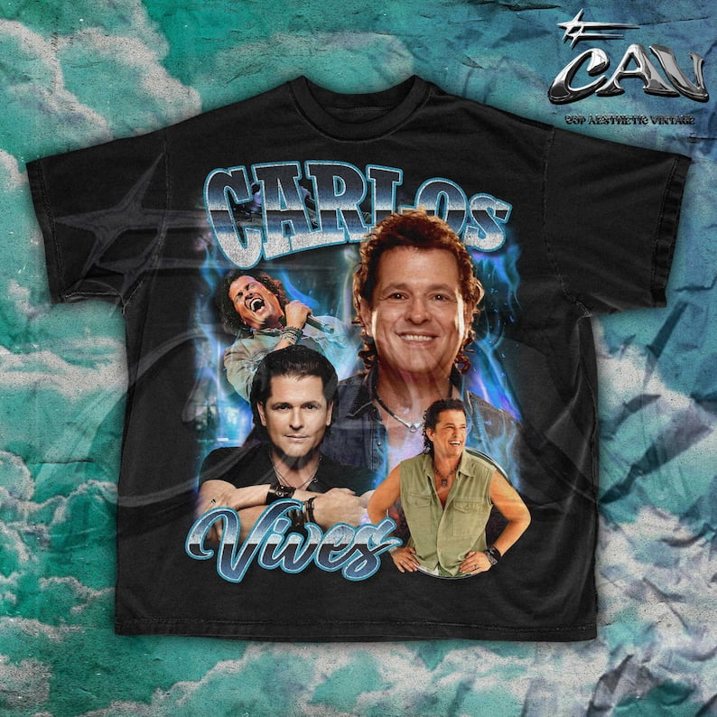 [BLACK] Carlos Vives Bootleg 90s Hip-Hop Vintage Style T-Shirt ...