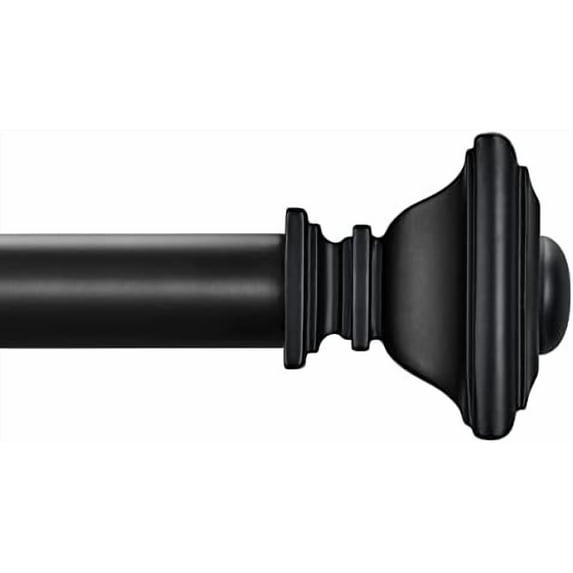 BLACK Curtain Rods for Windows 28 to 48 Inch Adjustable Length 1 Inch ...