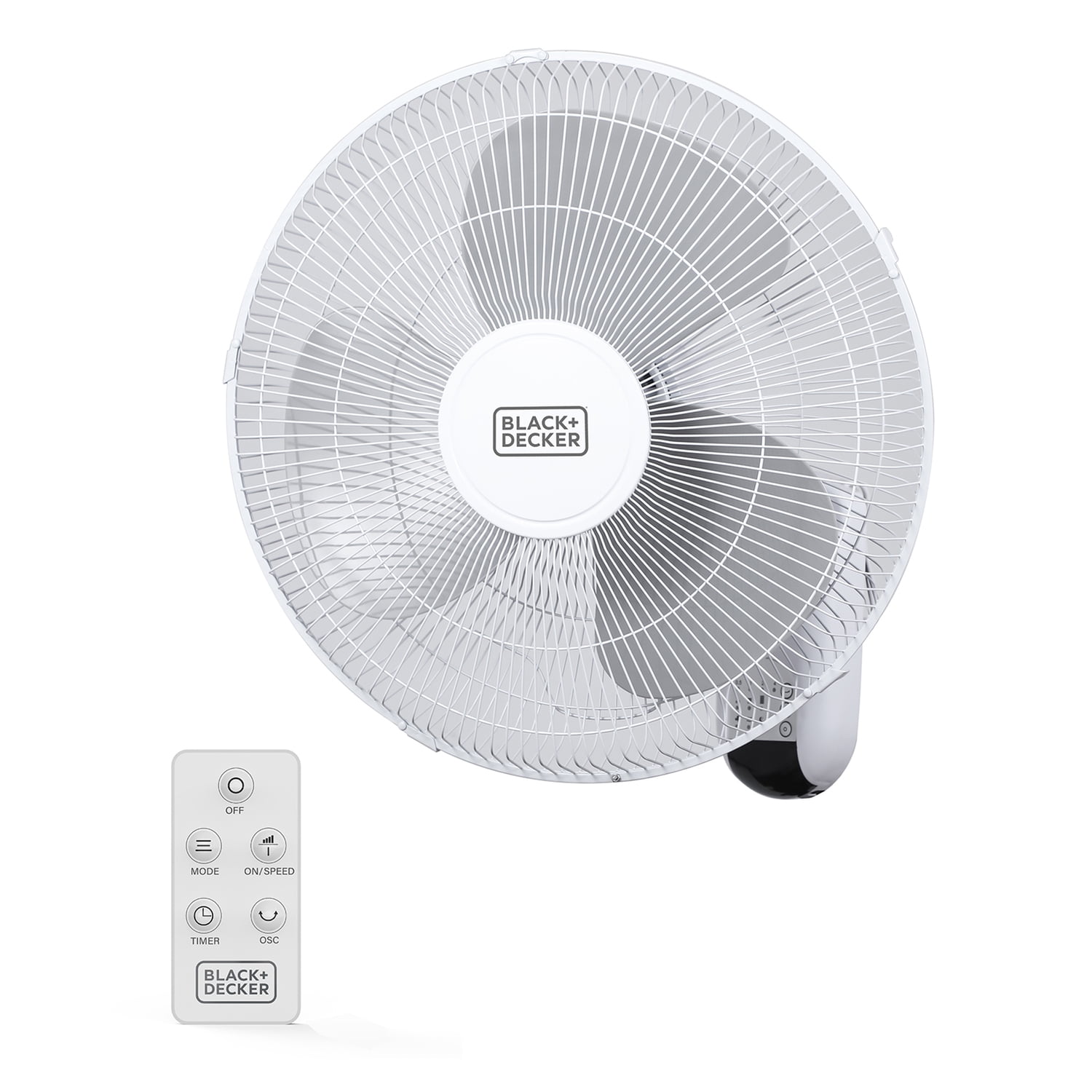 BLACK+DECKER BFWL16R 16-In. 3-Speed Oscillating Wall Fan with Remote ...