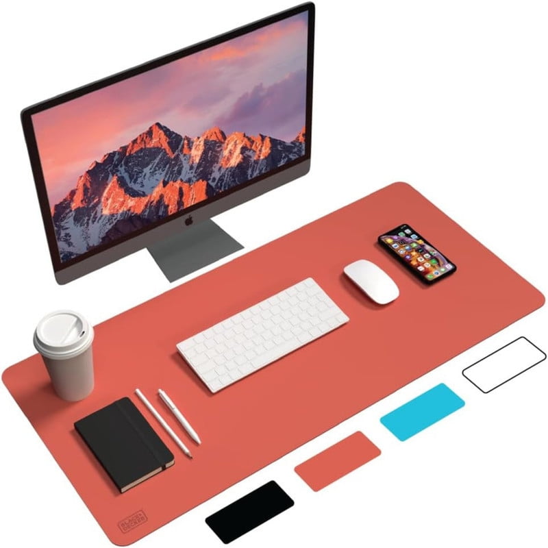 BLACK+DECKER Faux Leather Keyboard and Mouse Desk Mat, Office Desk ...