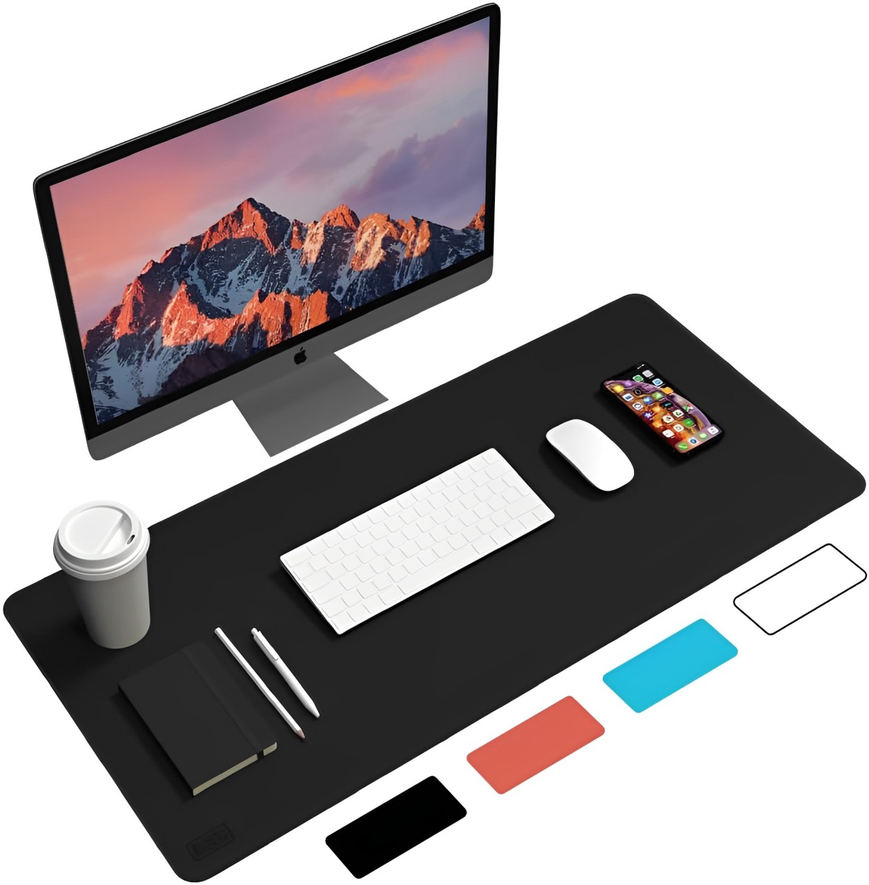 BLACK+DECKER Faux Leather Keyboard and Mouse Desk Mat, Office Desk ...