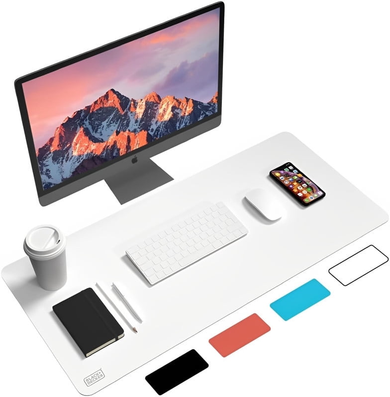 BLACK+DECKER Faux Leather Keyboard and Mouse Desk Mat, Office Desk ...