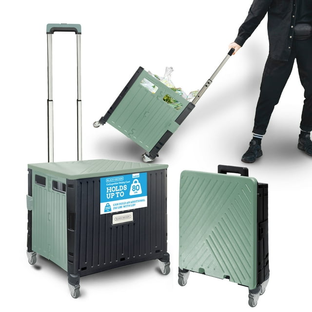 BLACK+DECKER Large Collapsible Pack N Roll Folding Utility Cart with ...