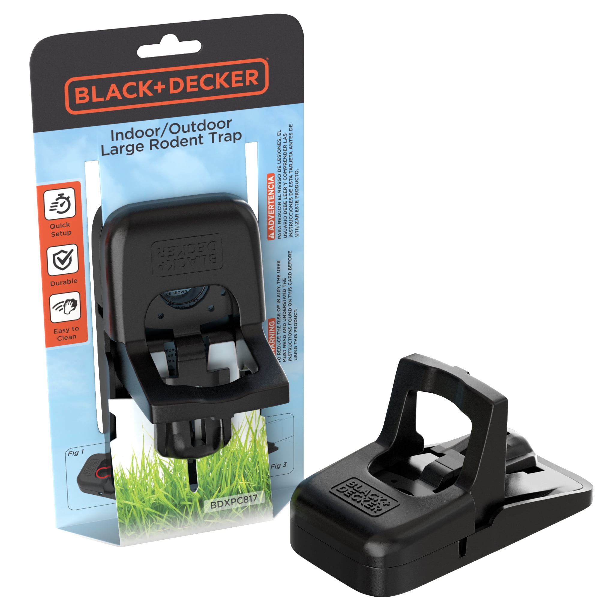 BLACK + DECKER Large Rodent Trap | Indoor & Outdoor Snap Trap with Bait ...