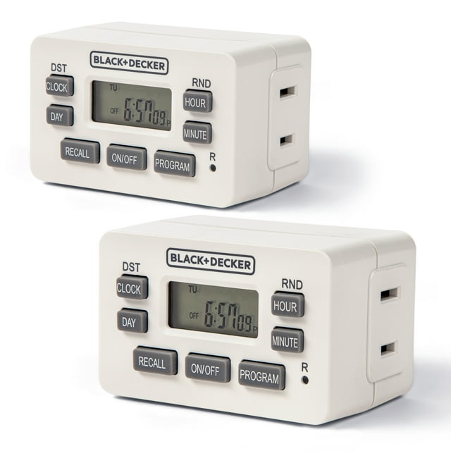 BLACK+DECKER Light Timers, Programmable, Indoor, 2 Pack, with Polarized ...