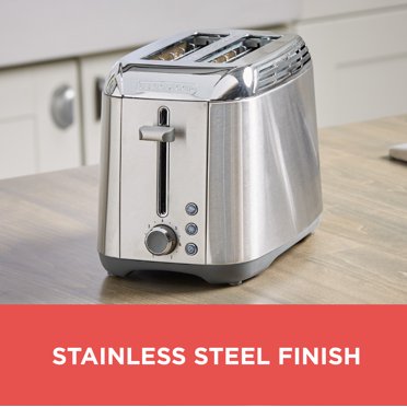 BLACK+DECKER 2-Slice Stainless Steel Toaster T2707S with Extra-wide ...