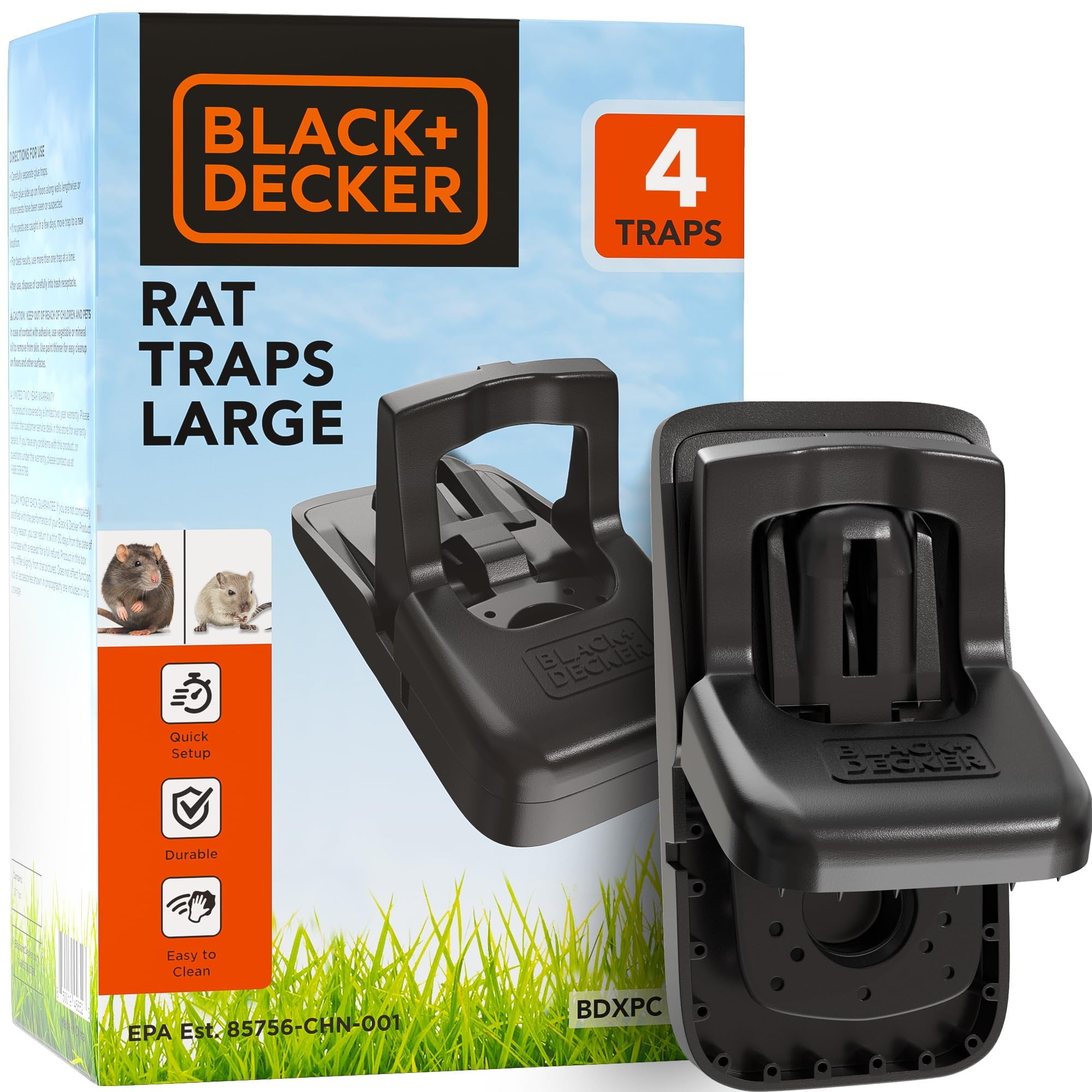 BLACK+DECKER Rat Traps Indoor & Rat Trap Outdoor- Mouse Traps Indoor ...